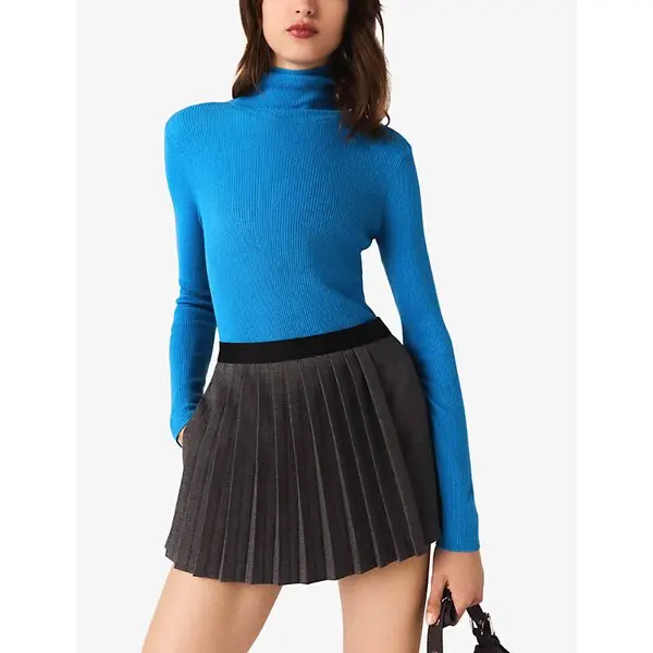 Maje Roll-neck Wool And Silk-blend Jumper