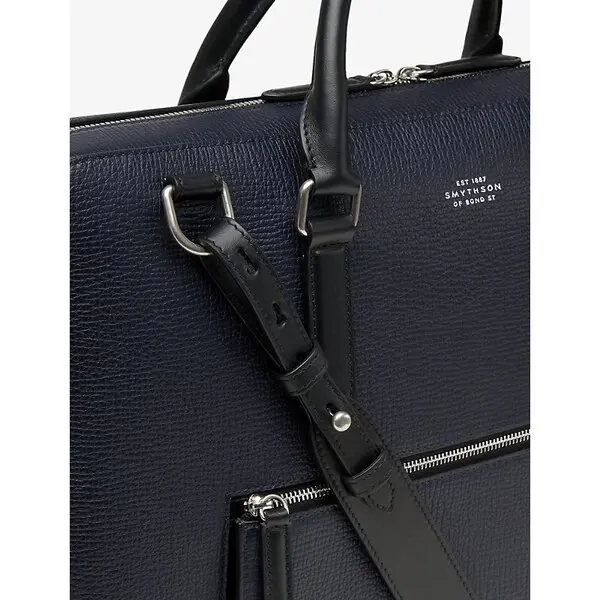 Smythson Ludlow Slim Leather Briefcase - Navy