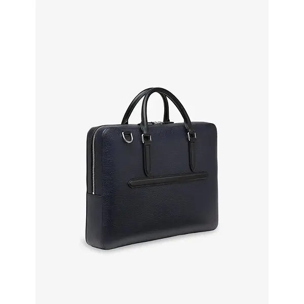 Smythson Ludlow Slim Leather Briefcase - Navy