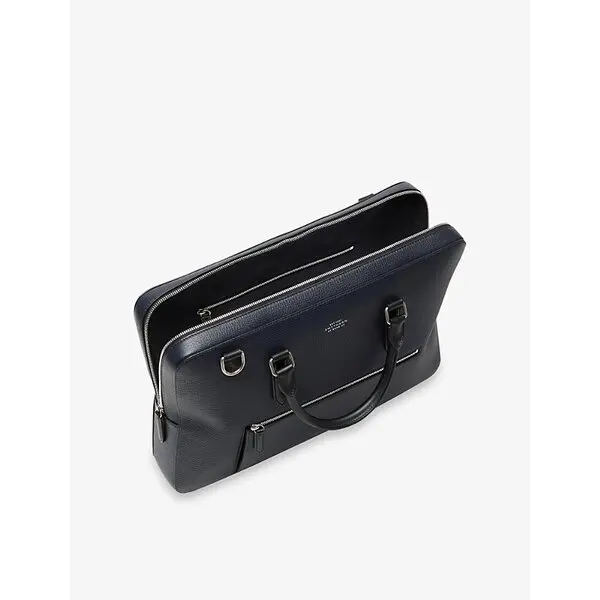 Smythson Ludlow Slim Leather Briefcase - Navy