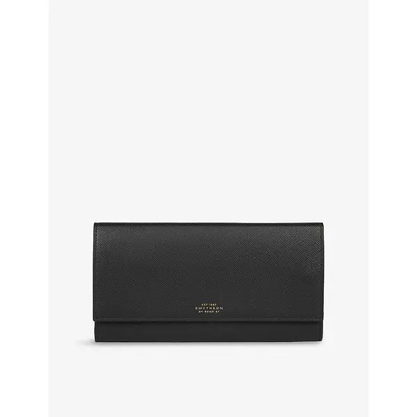 Smythson Panama Marshall Leather Travel Wallet - Black