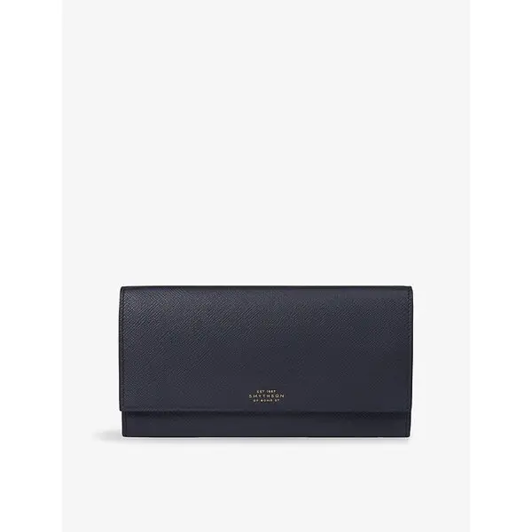 Smythson Panama Marshall Leather Travel Wallet - Navy