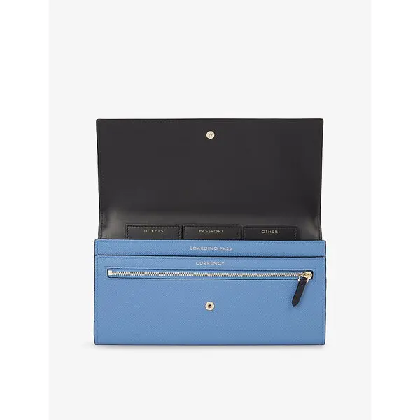 Smythson Panama Marshall Leather Travel Wallet - Navy