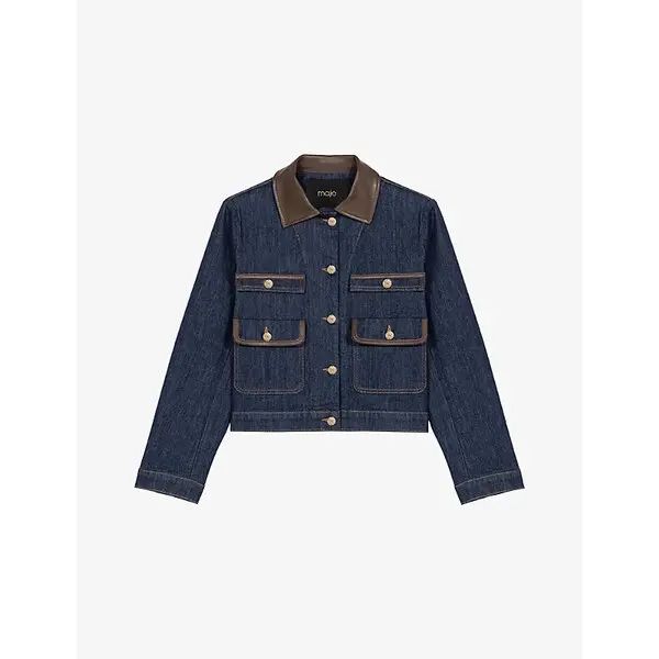 Maje Contrast-collar Denim Jacket