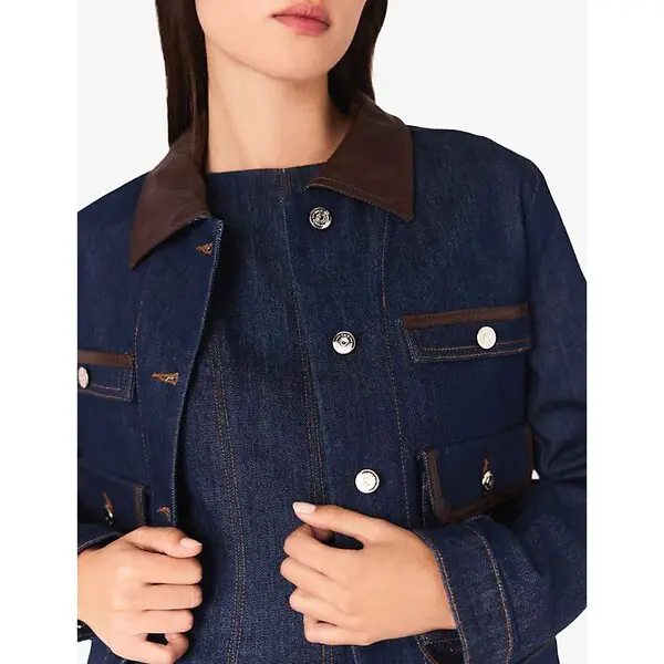 Maje Contrast-collar Denim Jacket