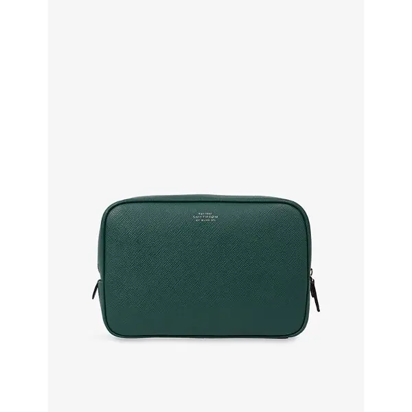 Smythson Panama Organiser Leather Pouch - Forest Green