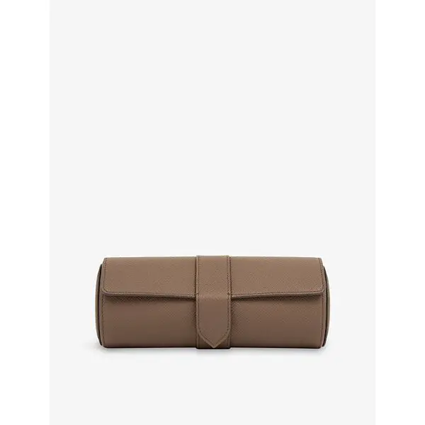 Smythson Panama Leather Watch Roll - Fawn