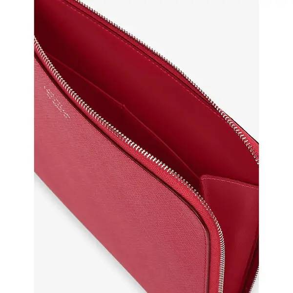 Smythson Panama Leather Slim Pouch - Raspberry
