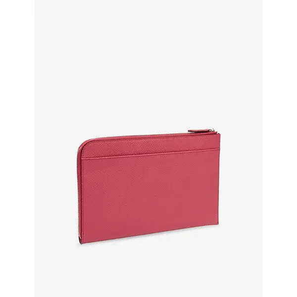 Smythson Panama Leather Slim Pouch - Raspberry