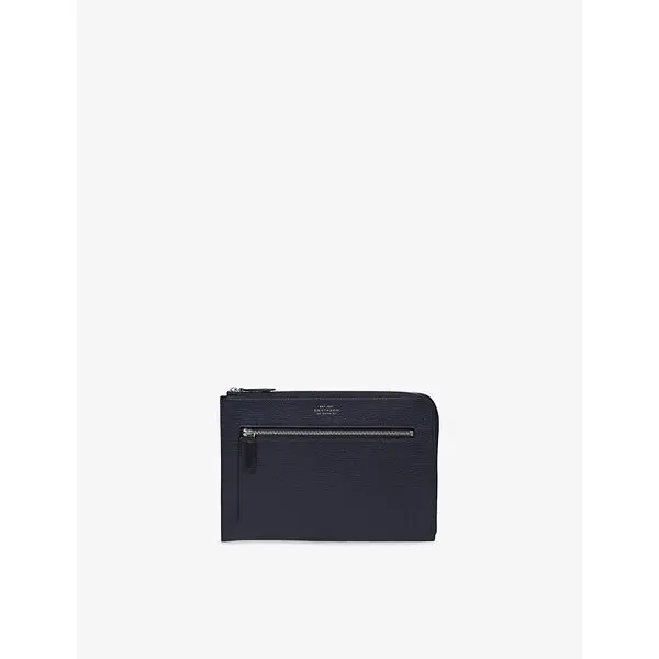 Smythson Ludlow Flat Leather Travel Organiser - Navy