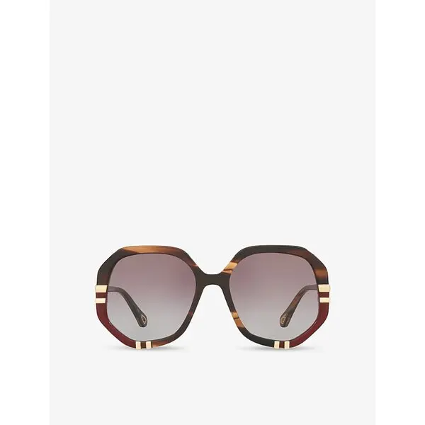 Chloé Ch0105s Hexagonal-frame Sunglasses - Brown