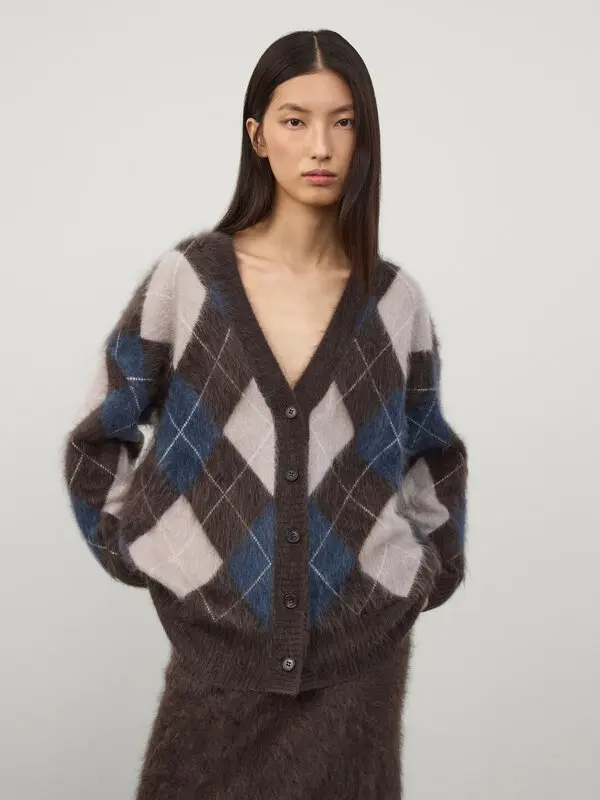 LISA YANG STORE Elaria Argyle Cashmere Cardigan