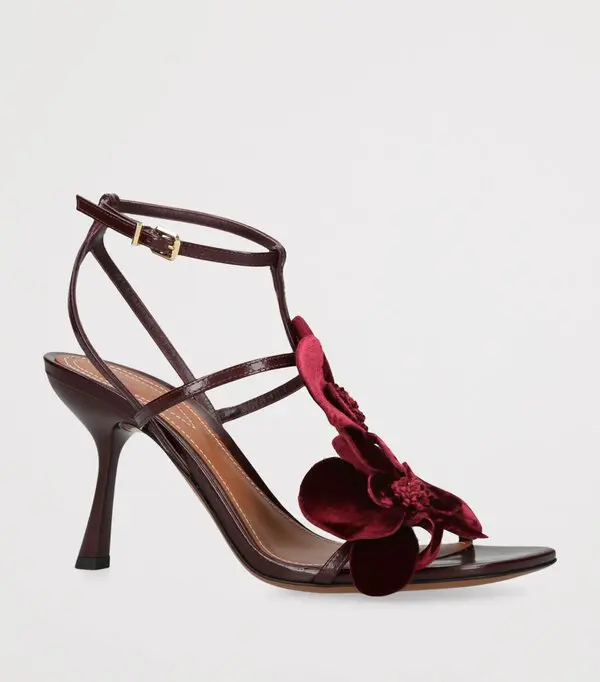 Zimmermann Leather Orchid Heeled Sandals 85 - Red