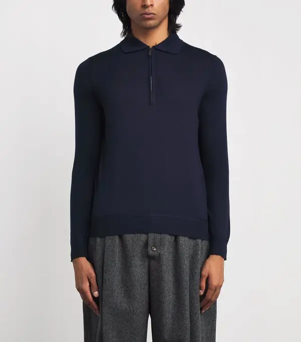 Isaia Silk-wool-cashmere Zip-up Cardigan - Navy