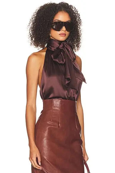 HELSA Silk Charmeuse Halter Top