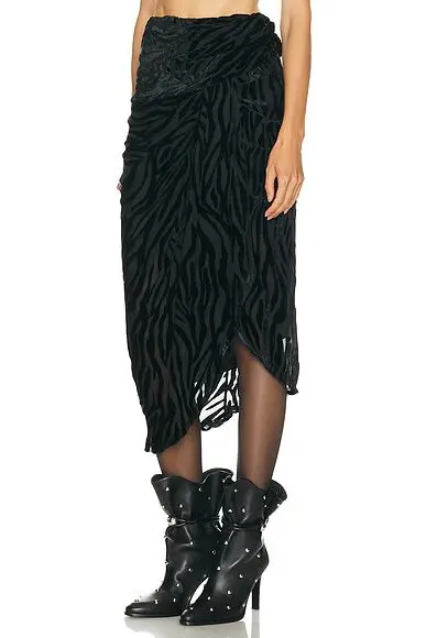 Isabel Marant Étoile Velvet Burnout Skirt With High-low Hem