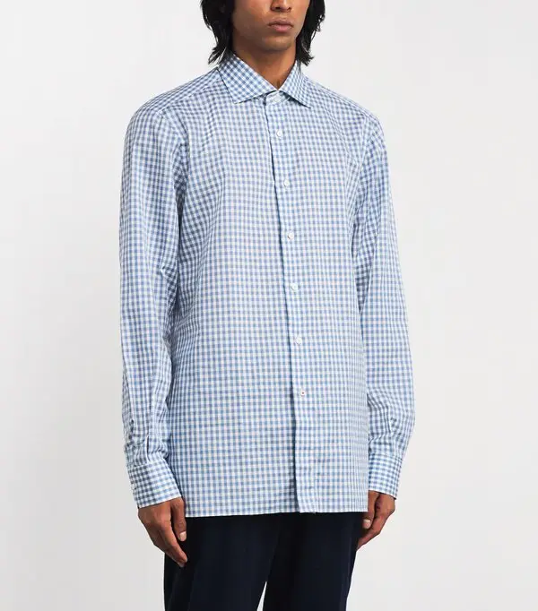 Isaia Cotton-linen Check Shirt