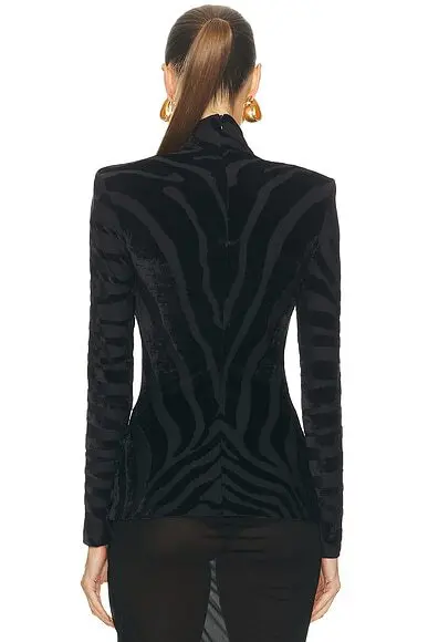 Balmain Buttoned Bouclette Zebra Top