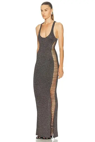 MAY MASHIAH Ray Dress With Metallic Threading And Side Cut-outs