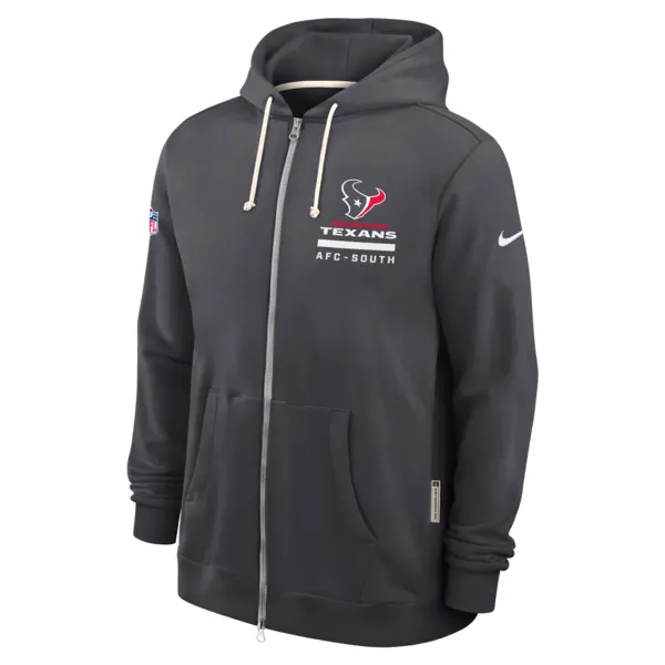 Nike Houston Texans Utility Player Sideline Dri-fit Nfl Full-zip Hoodie - Grey