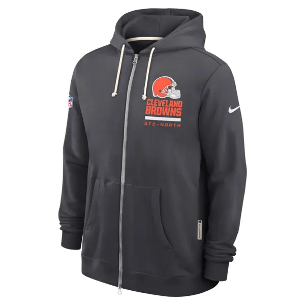 Nike Cleveland Browns Utility Player Sideline Dri-fit Nfl Full-zip Hoodie - Grey