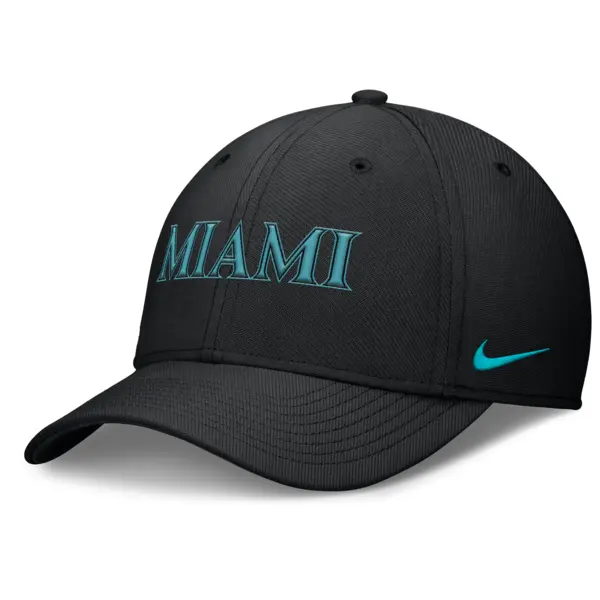Nike Miami Marlins City Connect Rise Swoosh Dri-fit Mlb Cap - Black