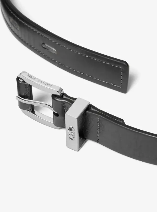 Michael Kors Chain Link Leather Belt - Silver