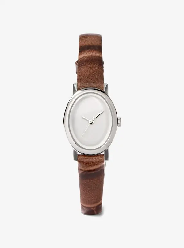Michael Kors Petite Maude Silver-tone And Crocodile Embossed Leather Watch - Brown