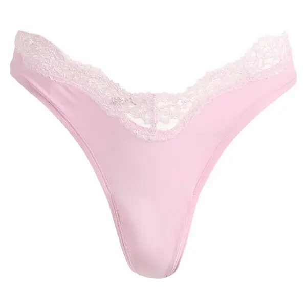 SKIMS Fits Everybody Lace Dipped Thong - Bubblegum