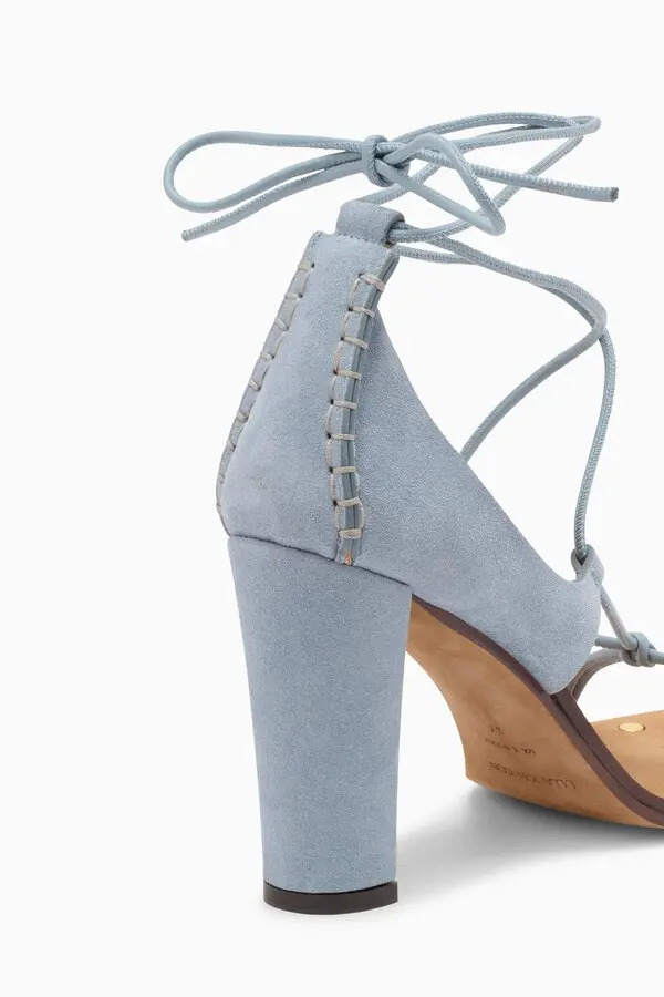 Ulla Johnson Aves Bare High Heel Sandal In Light Blue Suede - Stone