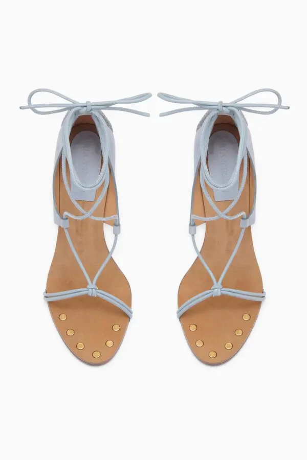 Ulla Johnson Aves Bare High Heel Sandal In Light Blue Suede - Stone