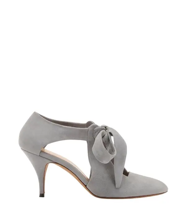 Ulla Johnson Suede Soft Bow Pump - Stone