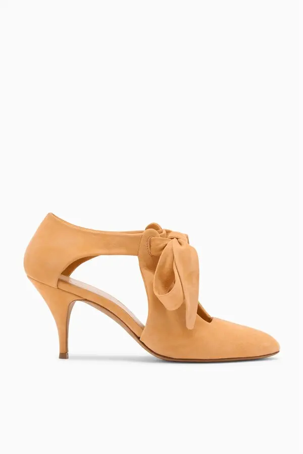 Ulla Johnson Ingrid Suede Bow Pump - Ginger