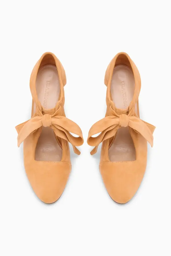 Ulla Johnson Ingrid Suede Bow Pump - Ginger