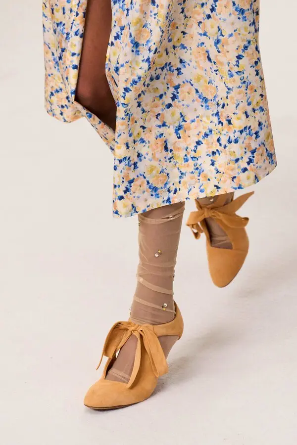 Ulla Johnson Ingrid Suede Bow Pump - Ginger