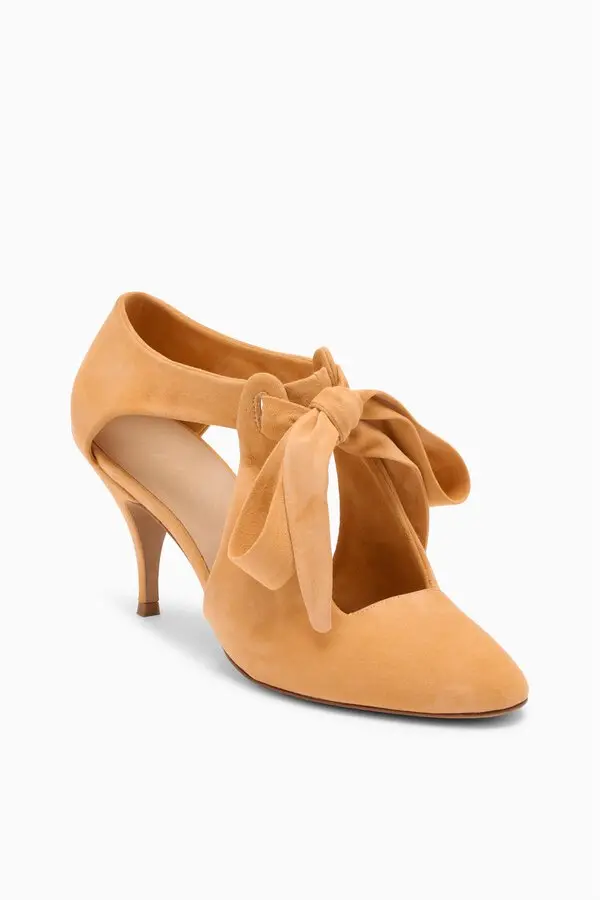 Ulla Johnson Ingrid Suede Bow Pump - Ginger