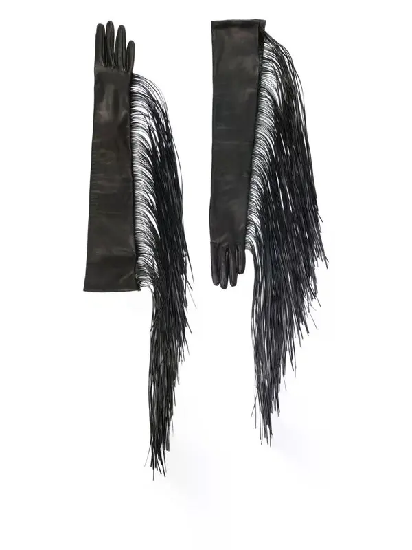 Sportmax Fringed Gloves - Black
