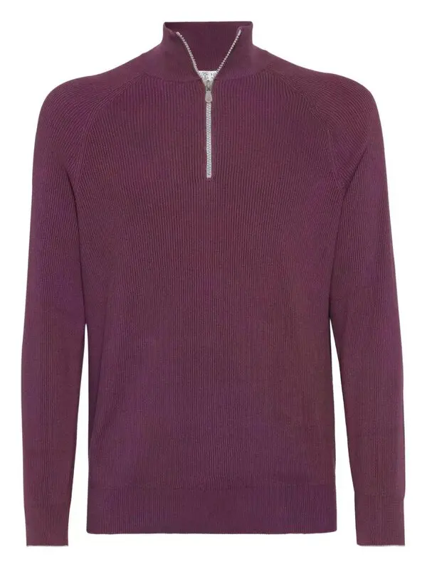 Brunello Cucinelli Ribbed Cotton Sweater - Purple