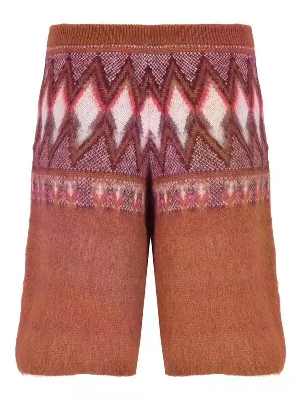 LANEUS Knitted Diamond-pattern Shorts