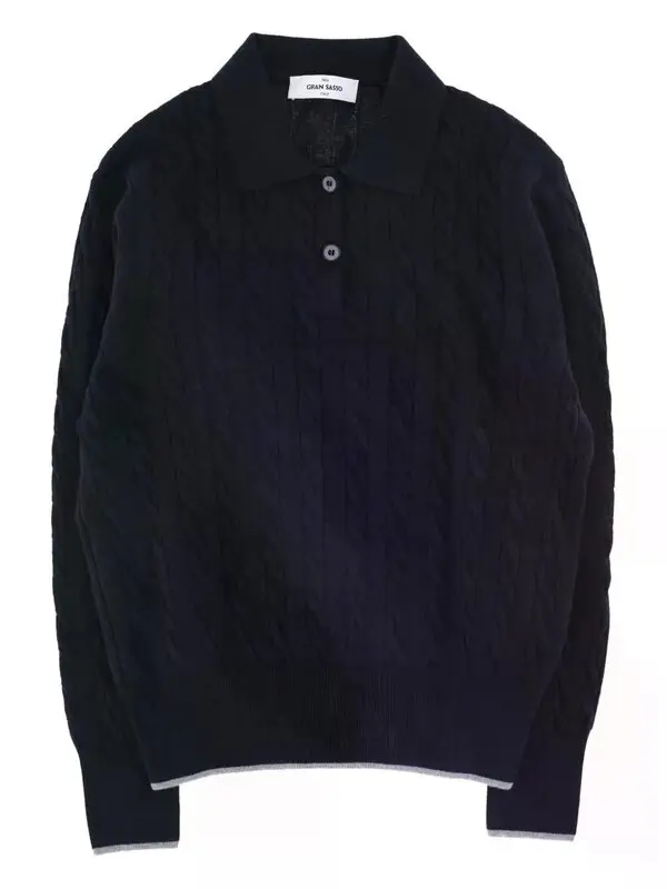 GRAN SASSO Cable-knit Buttoned Polo Shirt