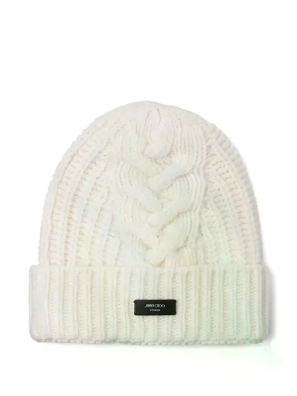 JIMMY CHOO Yuki Beanie - White
