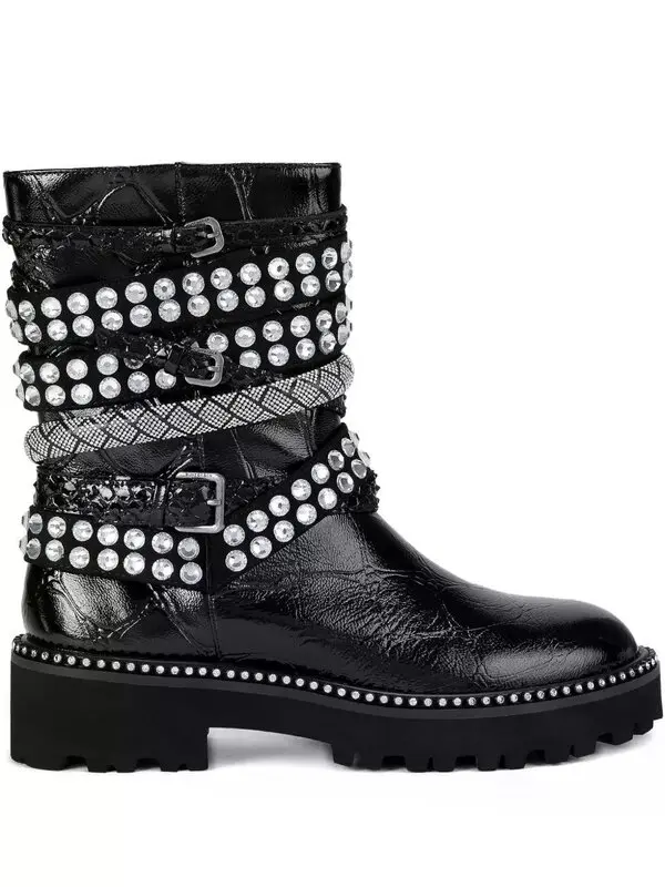 Kurt Geiger Crystal-embellished Biker Boots
