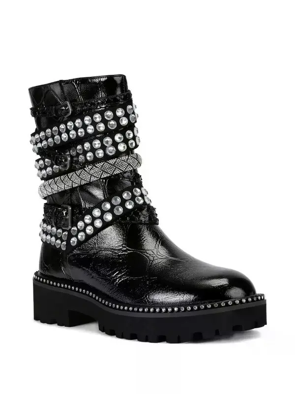 Kurt Geiger Crystal-embellished Biker Boots