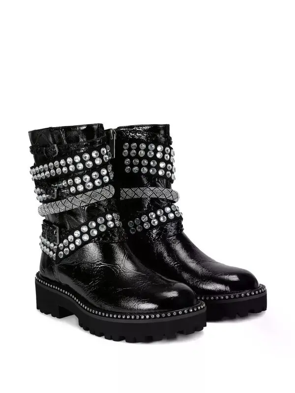 Kurt Geiger Crystal-embellished Biker Boots