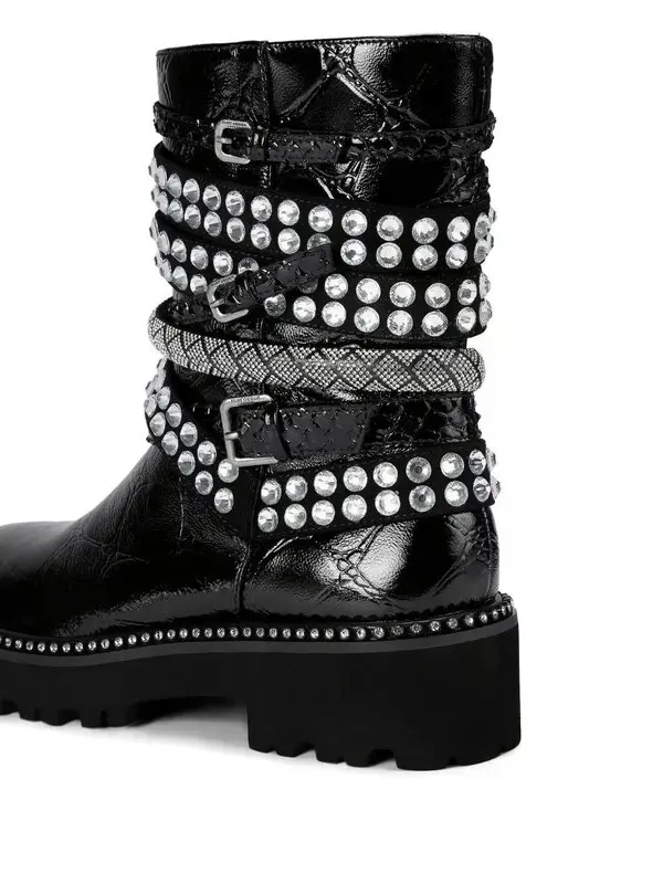 Kurt Geiger Crystal-embellished Biker Boots