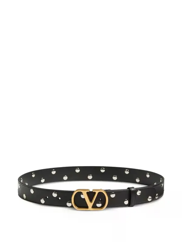 Valentino Garavani Vlogo Signature Belt In Shiny Calfskin - Black