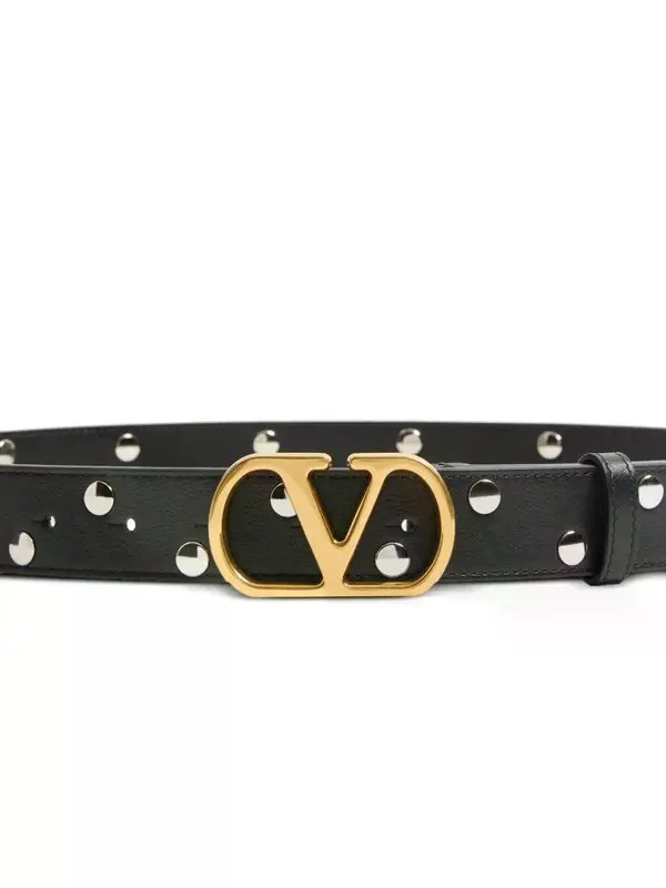 Valentino Garavani Vlogo Signature Belt In Shiny Calfskin 30 Mm - Black