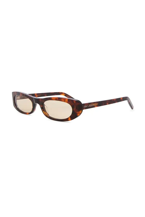 Saint Laurent Rectangular Cat Eye Sunglasses - Havana & Brown