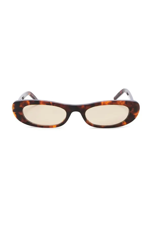 Saint Laurent Rectangular Cat Eye Sunglasses - Havana & Brown
