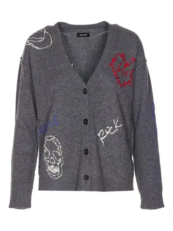 Zadig&Voltaire Cashmere Embroidered V-neck Cardigan